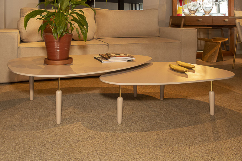 MESA DE CENTRO LACA BEGE DOURADO 1,00 24103